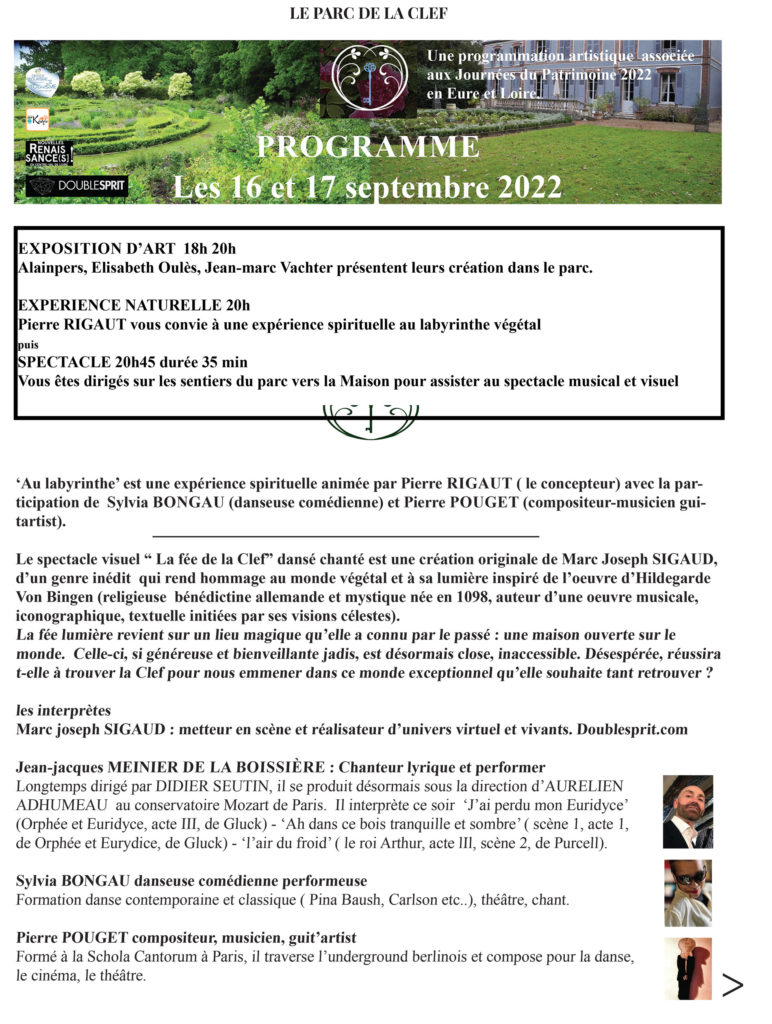 JOURNÉES DU PATRIMOINE 2022 : programme | Le parc de la clef JOURNÉES DU PATRIMOINE 2022 : programme | Le parc de la clef